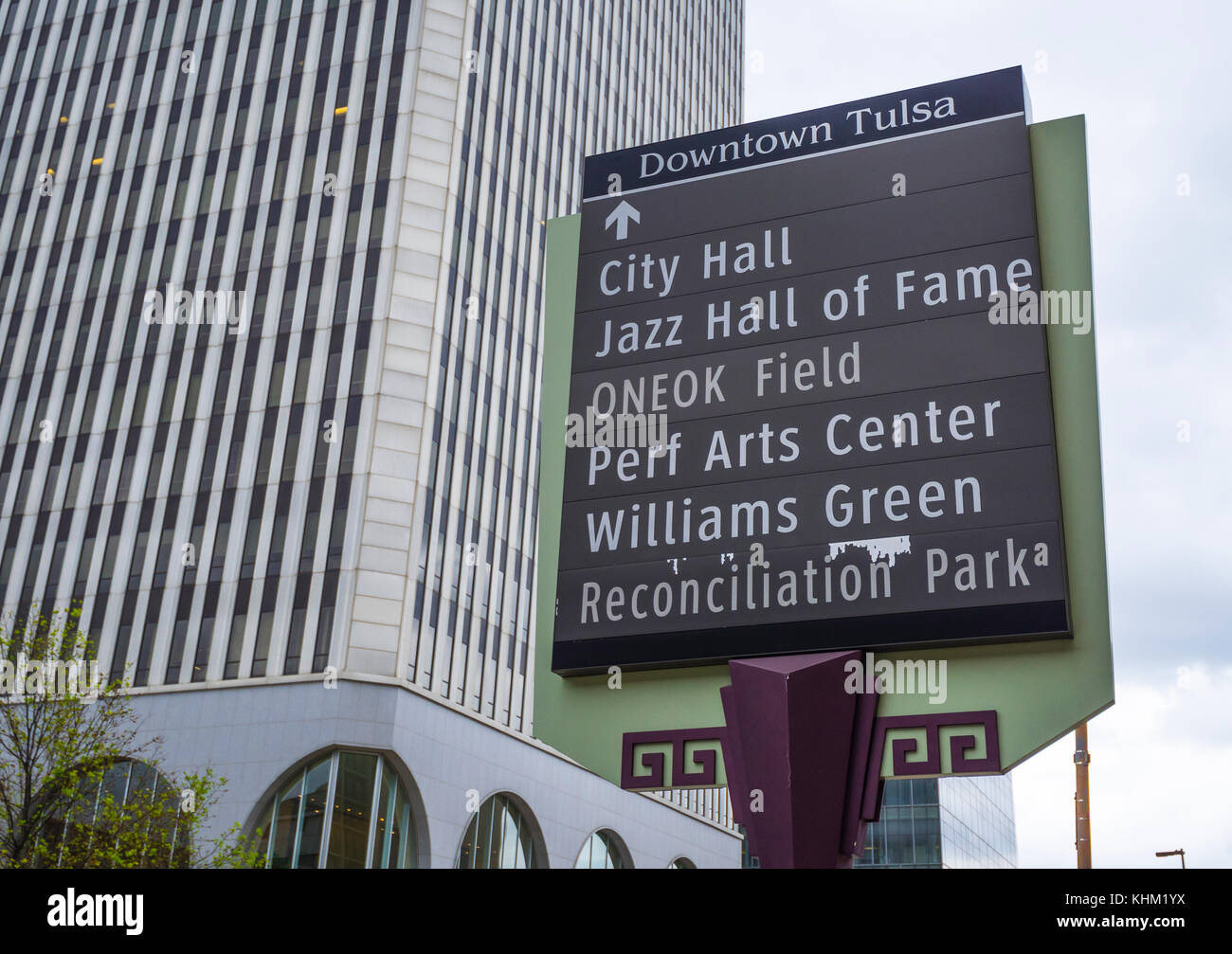 Direction sign at Downtown Tulsa - TULSA / OKLAHOMA - OCTOBER 17, 2017 ...