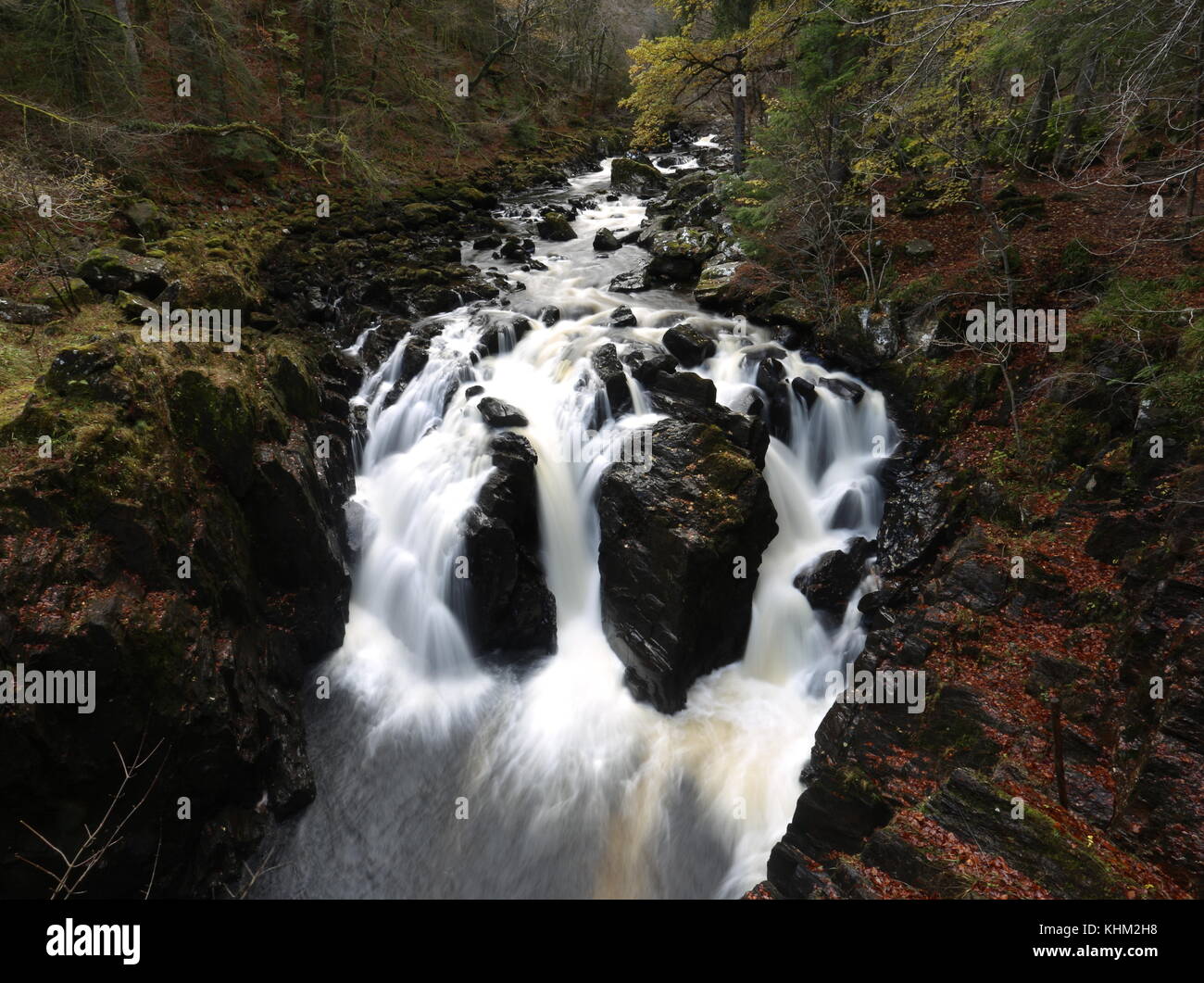 Waterfall on River Braan The Hermitage near Dunkeld Scotland November ...