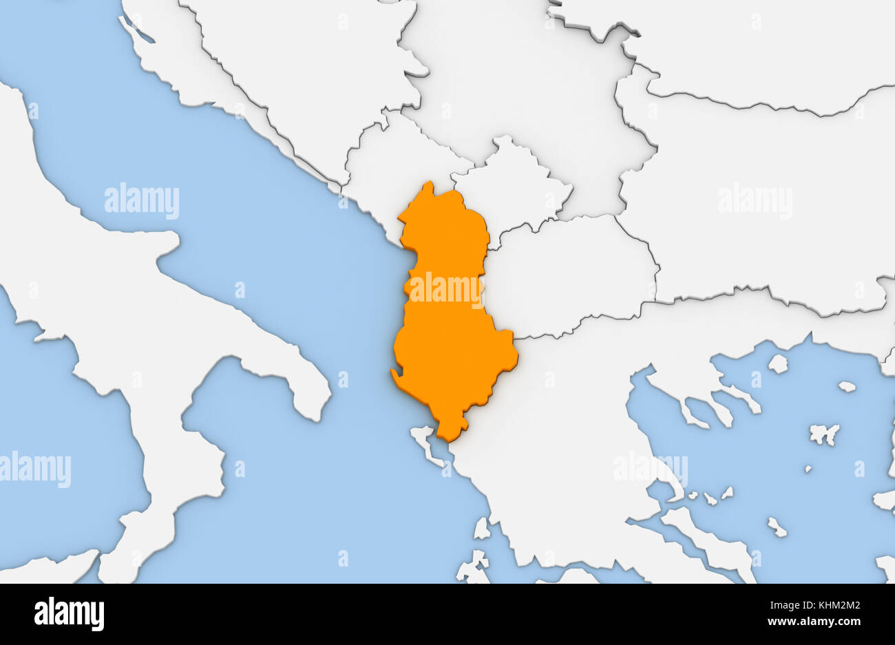 3d render of abstract map of Albania highlighted in orange color Stock ...