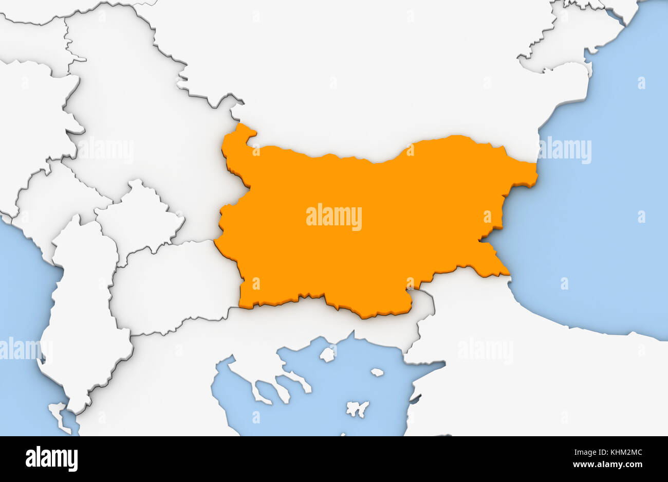 3d render of abstract map of Bulgaria highlighted in orange color Stock ...
