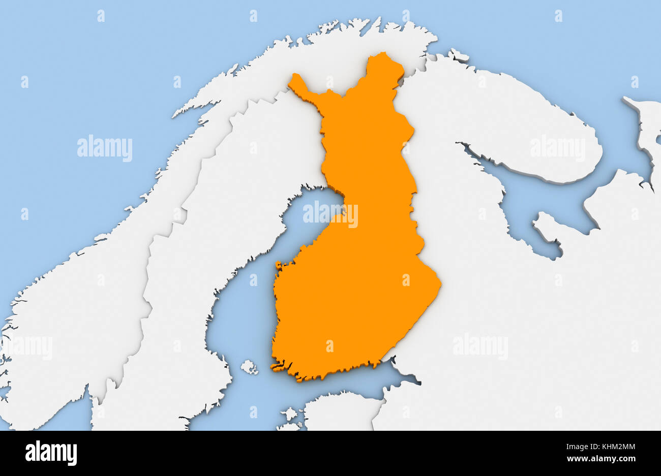 3d render of abstract map of Finland highlighted in orange color Stock ...