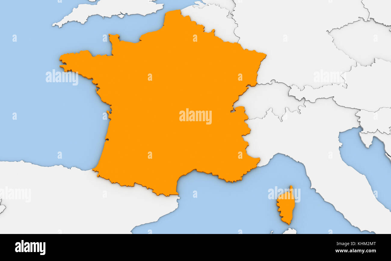 3d render of abstract map of France highlighted in orange color Stock ...