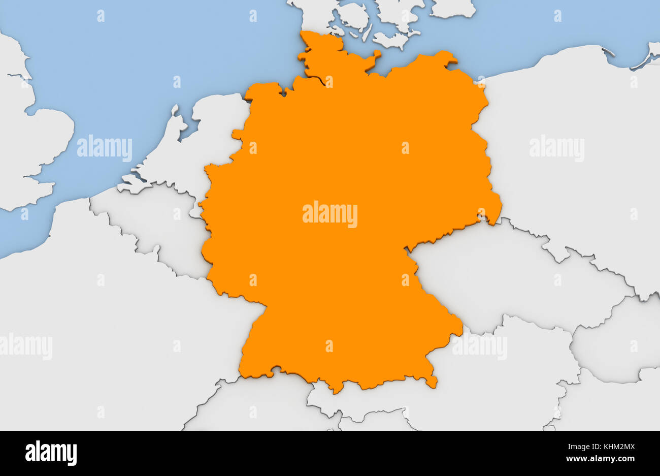 3d render of abstract map of Germany highlighted in orange color Stock ...
