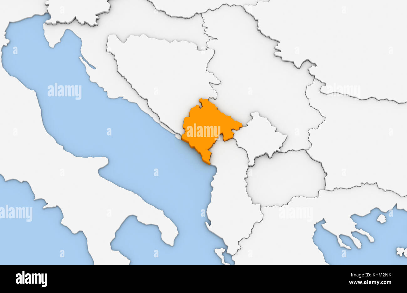 3d illustration montenegro map hi-res stock photography and images - Alamy