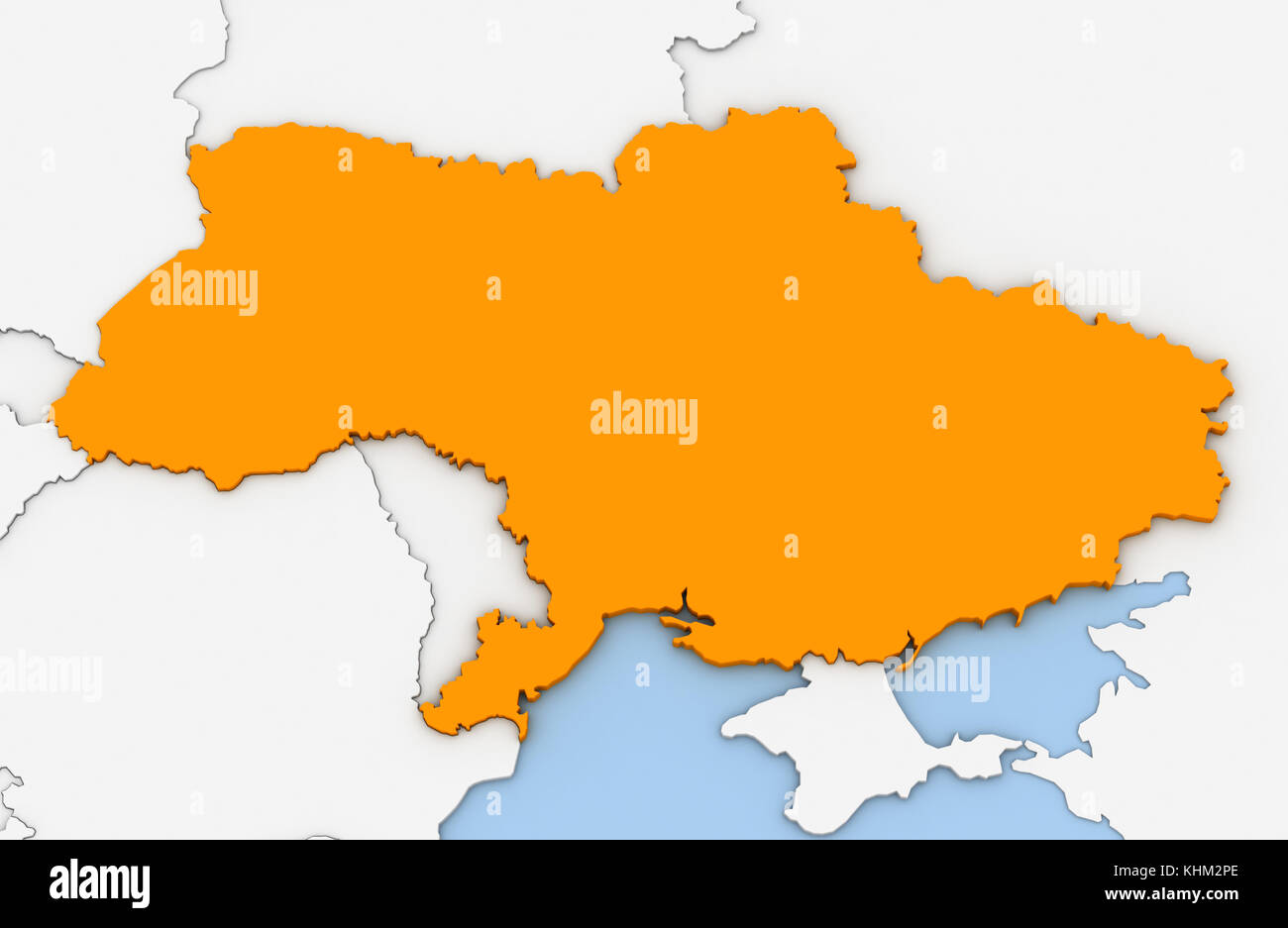 3d render of abstract map of Ukraine highlighted in orange color Stock ...