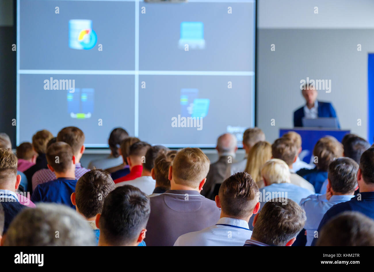Audience listens to the lecturer Stock Photo - Alamy