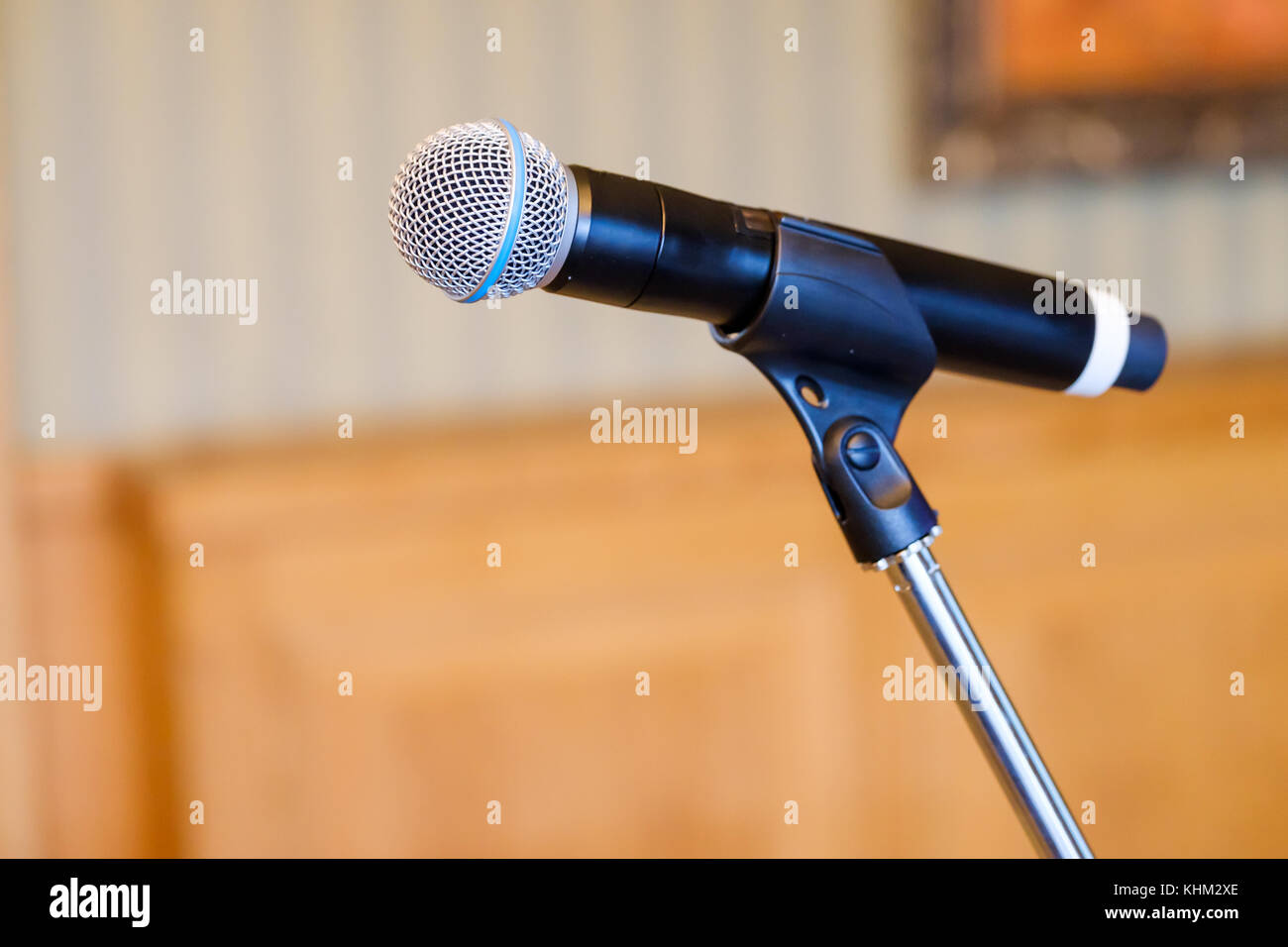 Microphone close up at the conference Stock Photo - Alamy