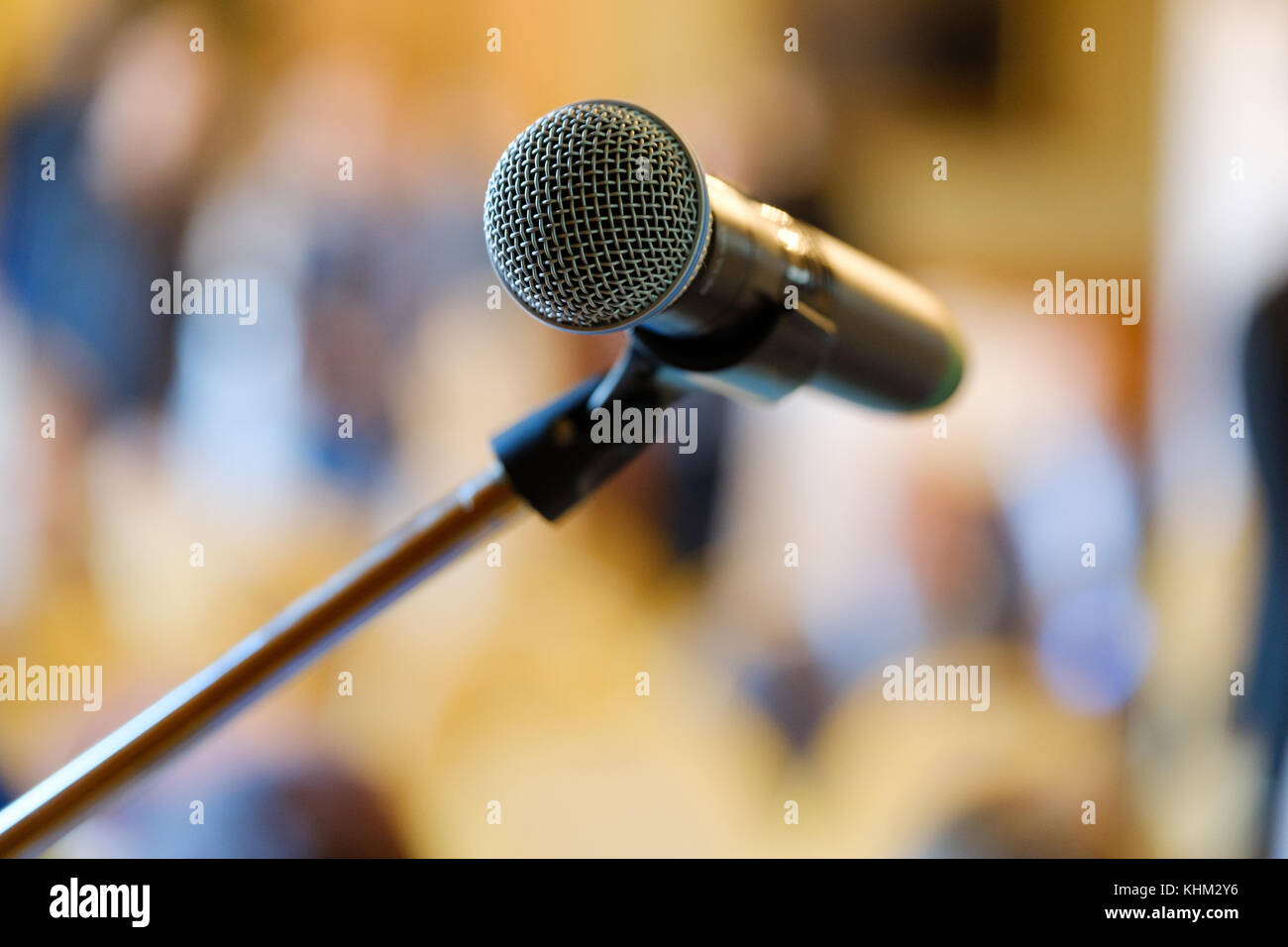 Microphone close up at the conference Stock Photo - Alamy