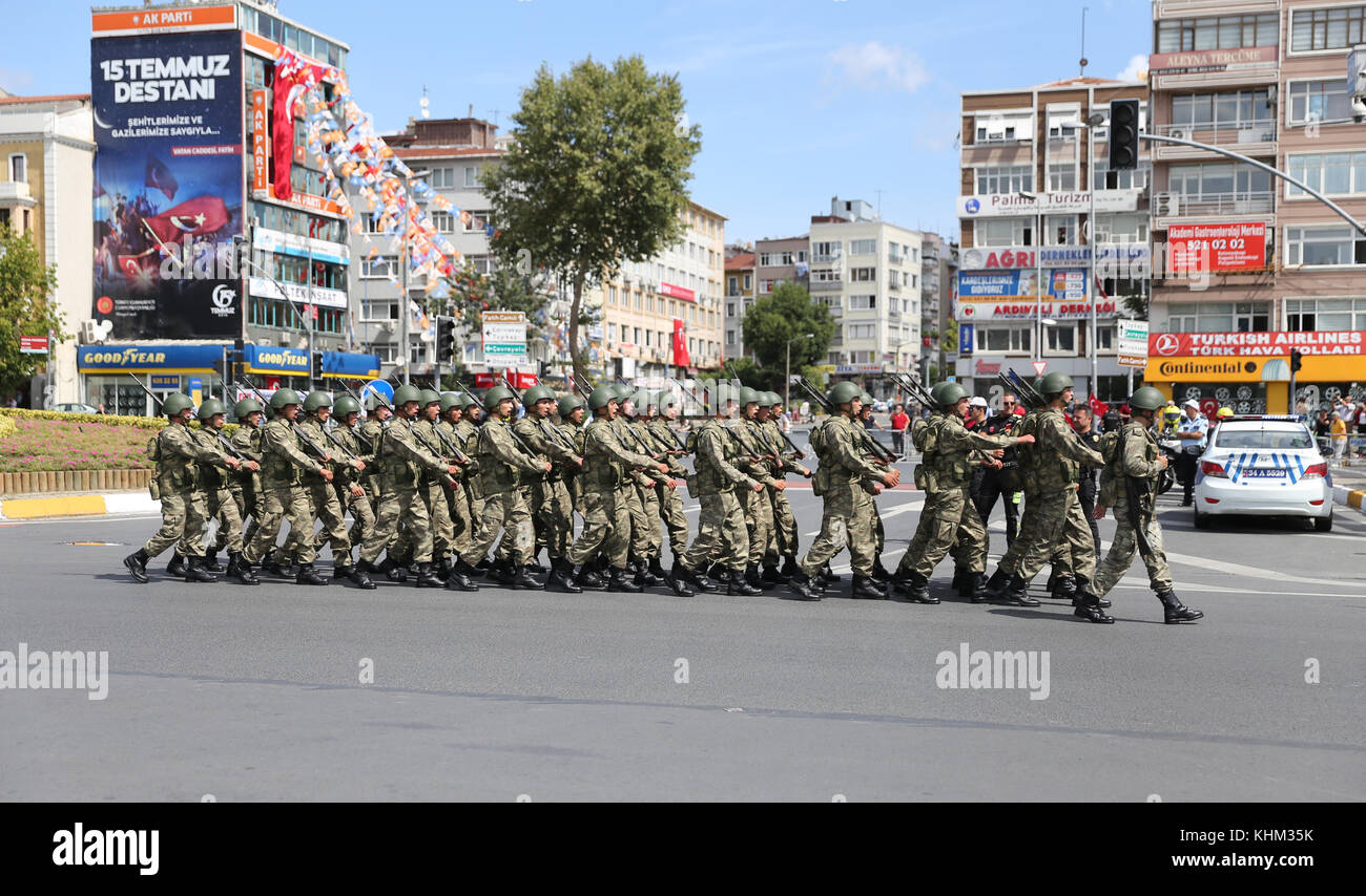 ISTANBUL, TURKEY - AUGUST 30, 2017: Soldiers march during 95th ...