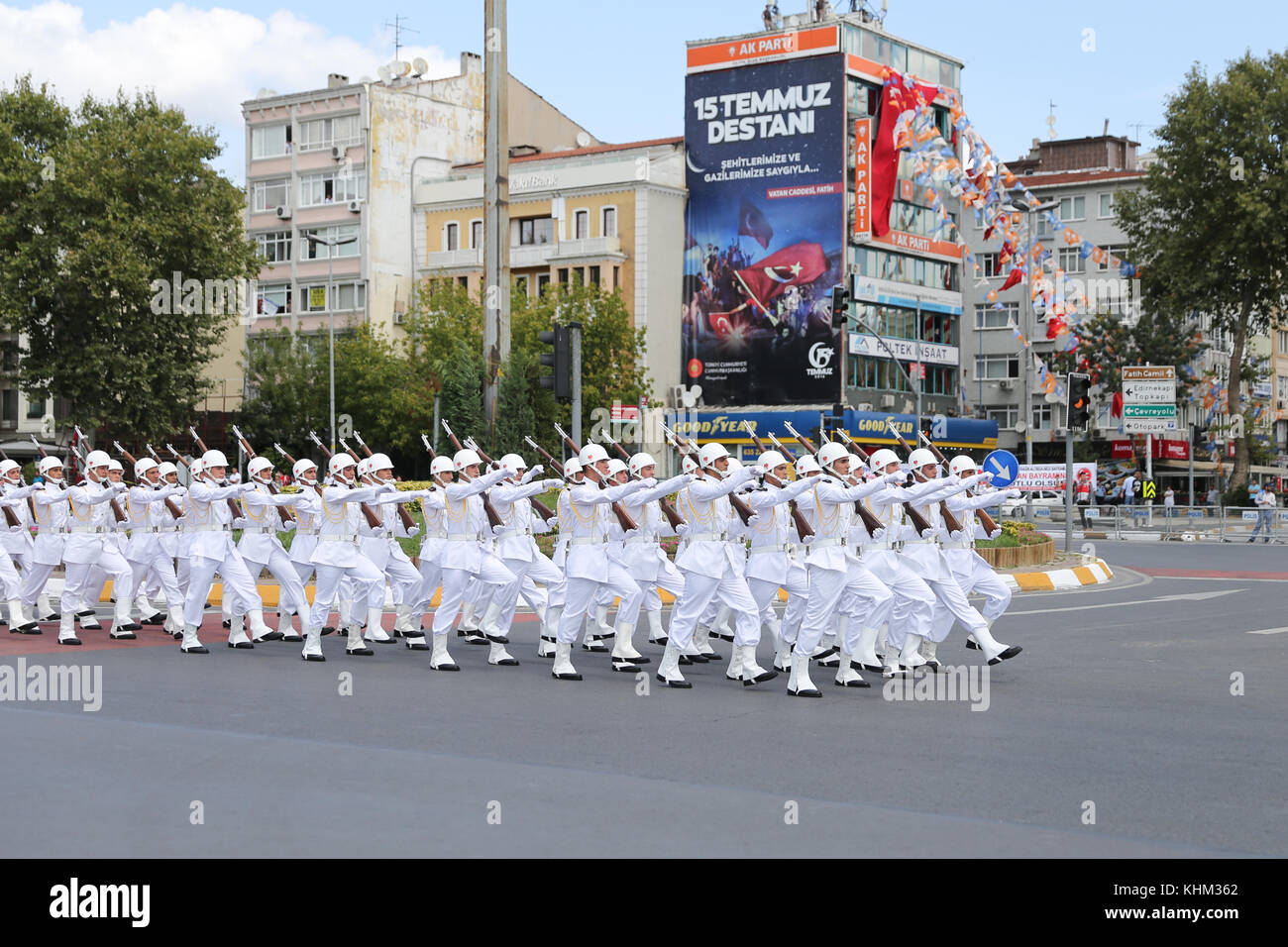 ISTANBUL, TURKEY - AUGUST 30, 2017: Soldiers march during 95th ...
