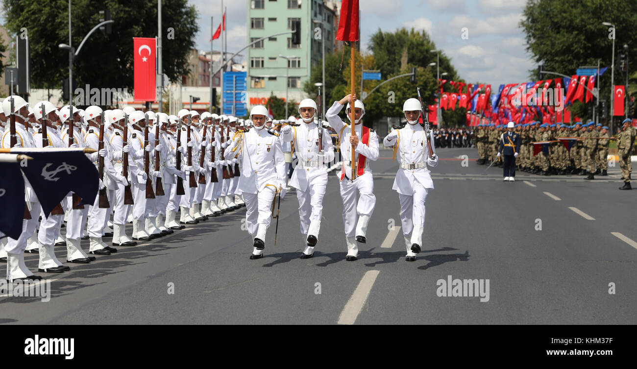 ISTANBUL, TURKEY - AUGUST 30, 2017: Soldiers march during 95th ...