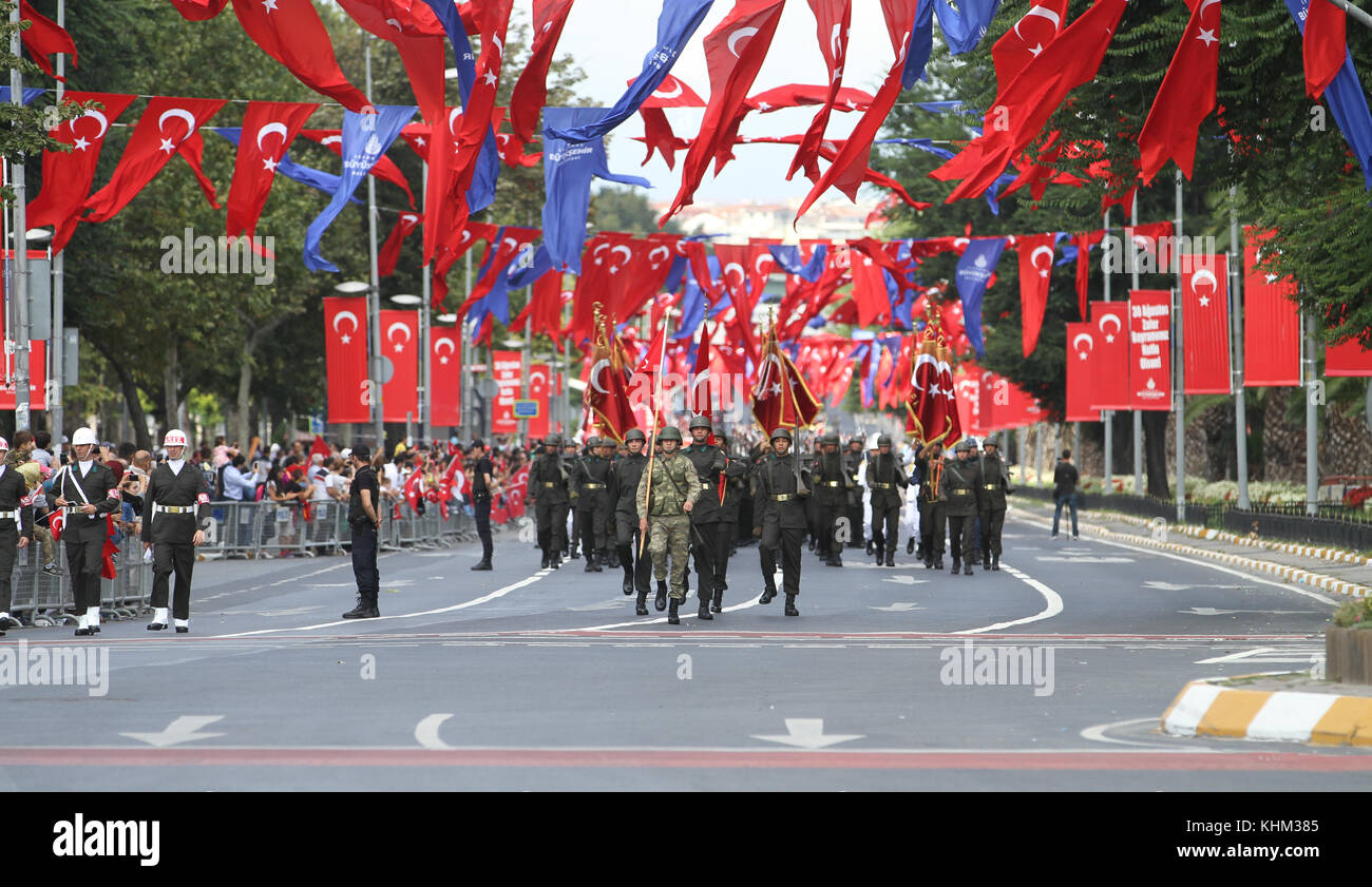 ISTANBUL, TURKEY - AUGUST 30, 2017: Soldiers march during 95th ...
