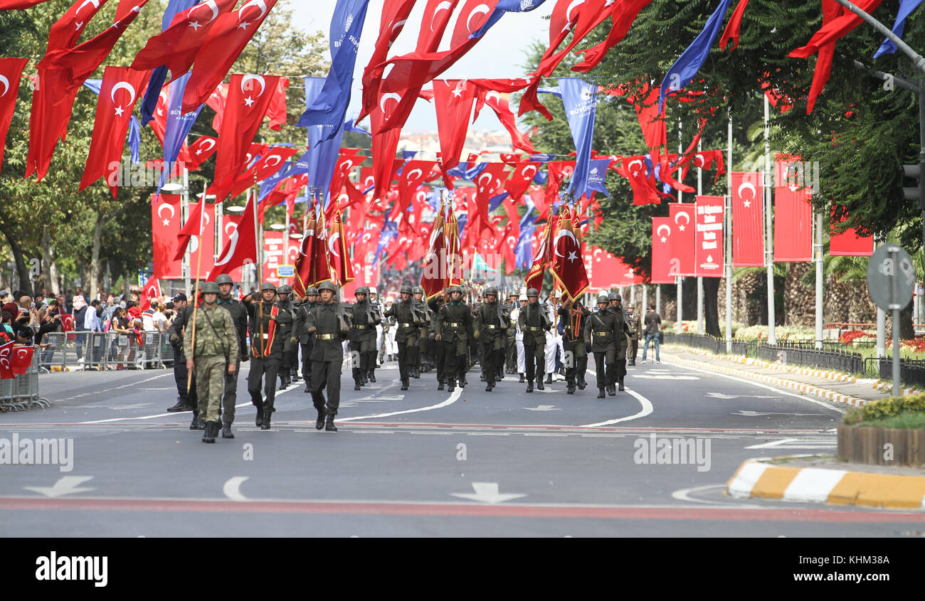 ISTANBUL, TURKEY - AUGUST 30, 2017: Soldiers march during 95th ...