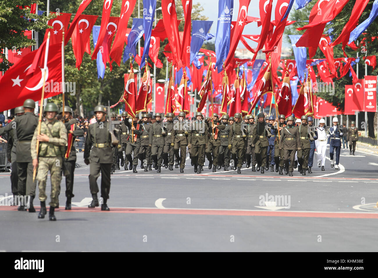 ISTANBUL, TURKEY - AUGUST 30, 2017: Soldiers march during 95th ...