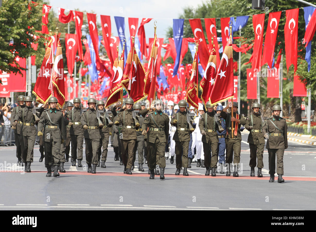 ISTANBUL, TURKEY - AUGUST 30, 2017: Soldiers march during 95th ...
