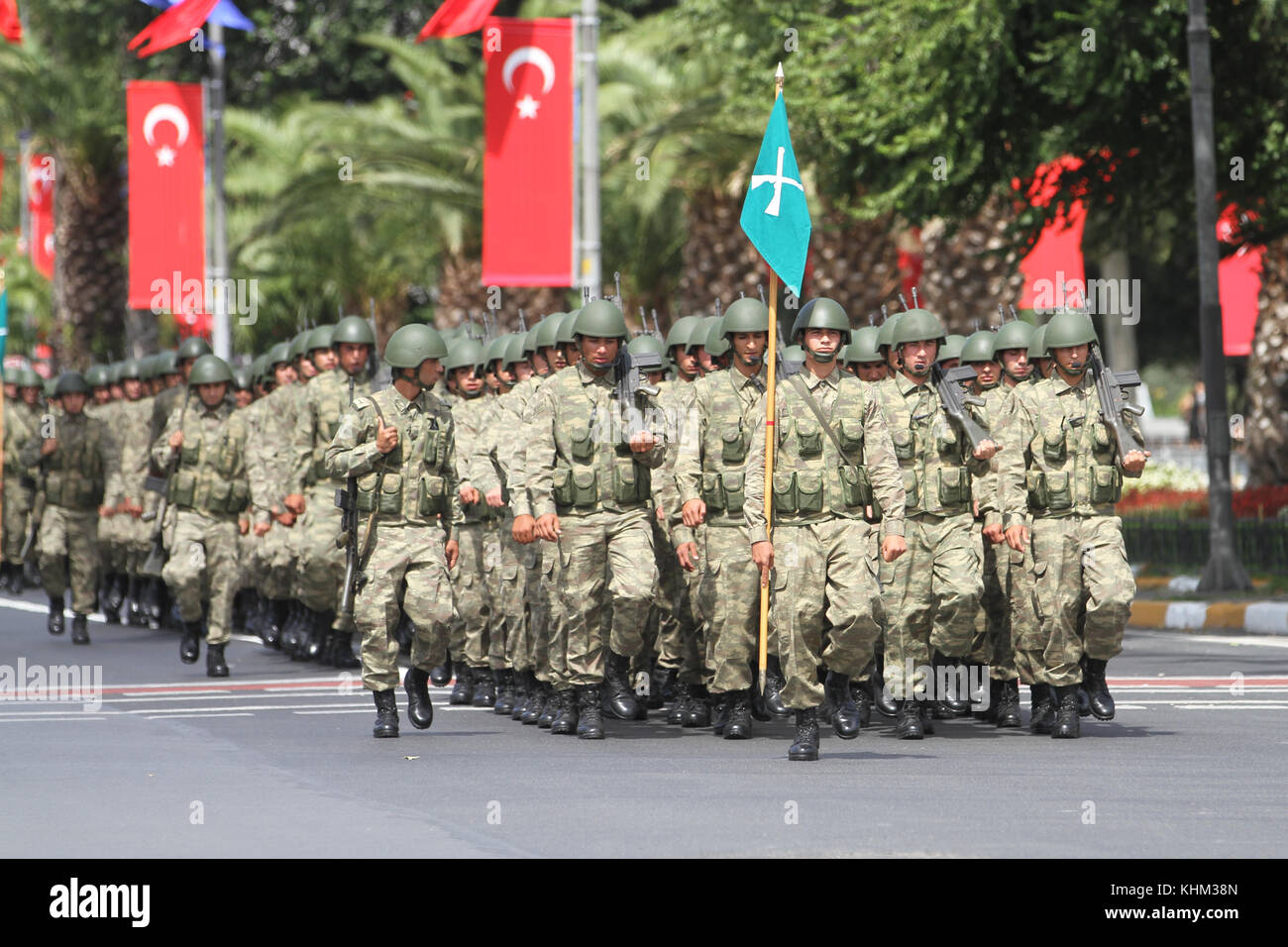 ISTANBUL, TURKEY - AUGUST 30, 2017: Soldiers march during 95th ...