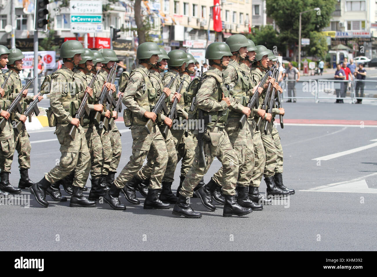 ISTANBUL, TURKEY - AUGUST 30, 2017: Soldiers march during 95th ...