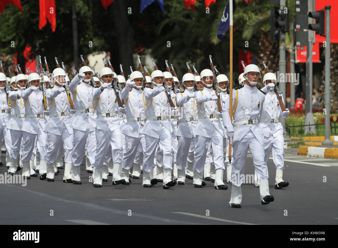 ISTANBUL, TURKEY - AUGUST 30, 2017: Soldiers march during 95th ...