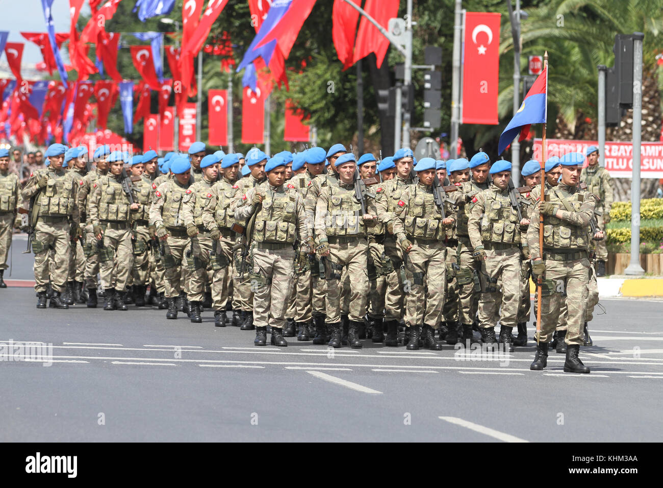 ISTANBUL, TURKEY - AUGUST 30, 2017: Soldiers march during 95th ...