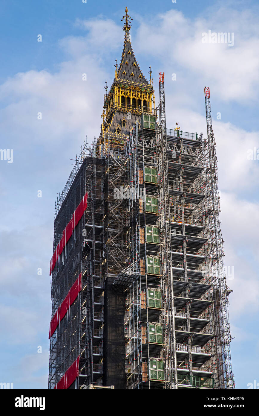 Scaffolding around the Elizabeth Tower, more commonly known as Big Ben ...