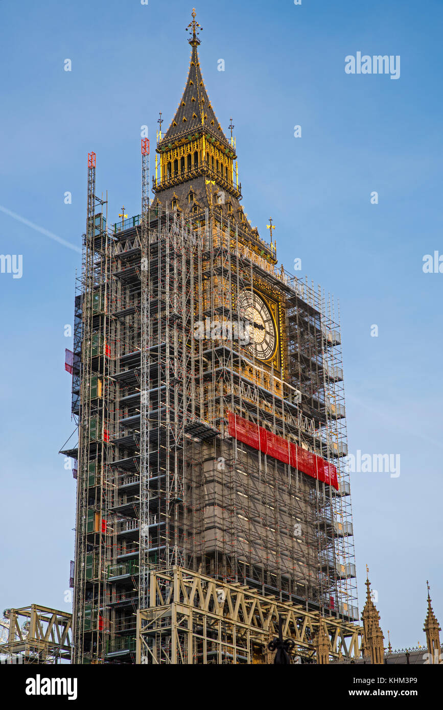 Scaffolding around the Elizabeth Tower, more commonly known as Big Ben ...