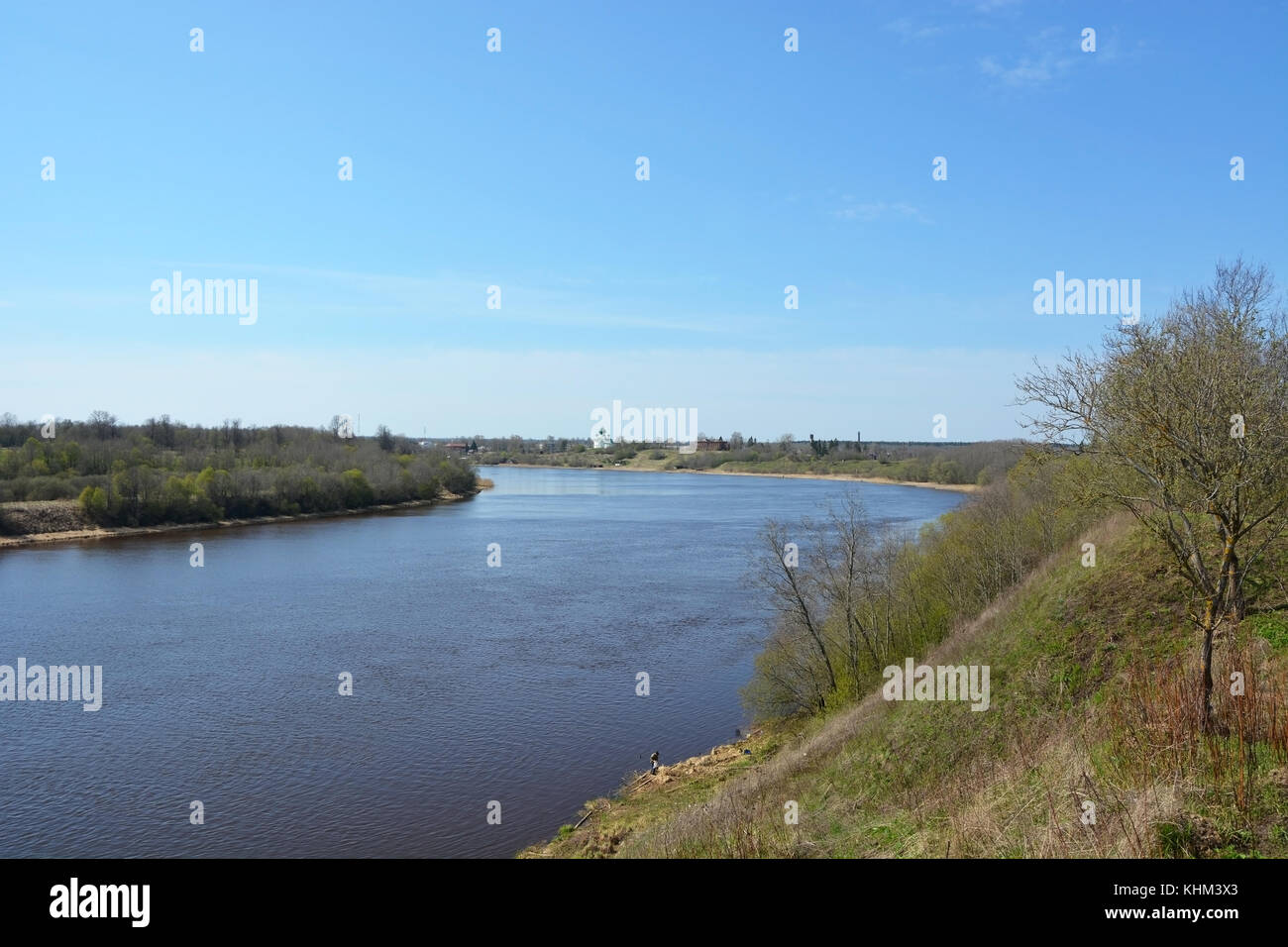 Volkhov river valley. View from the top, spring season Stock Photo - Alamy