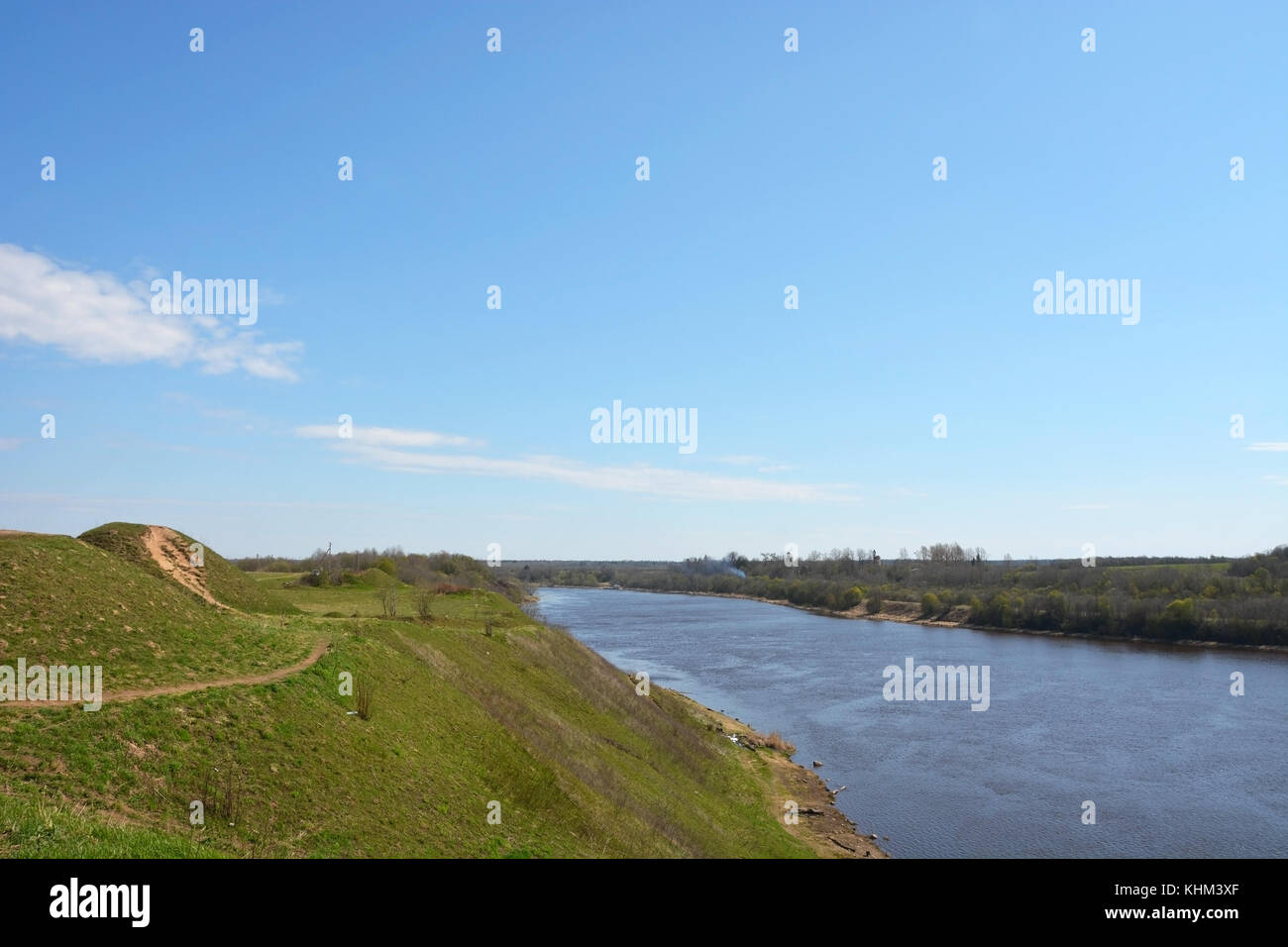 Volkhov river valley. View from the top, spring season Stock Photo - Alamy