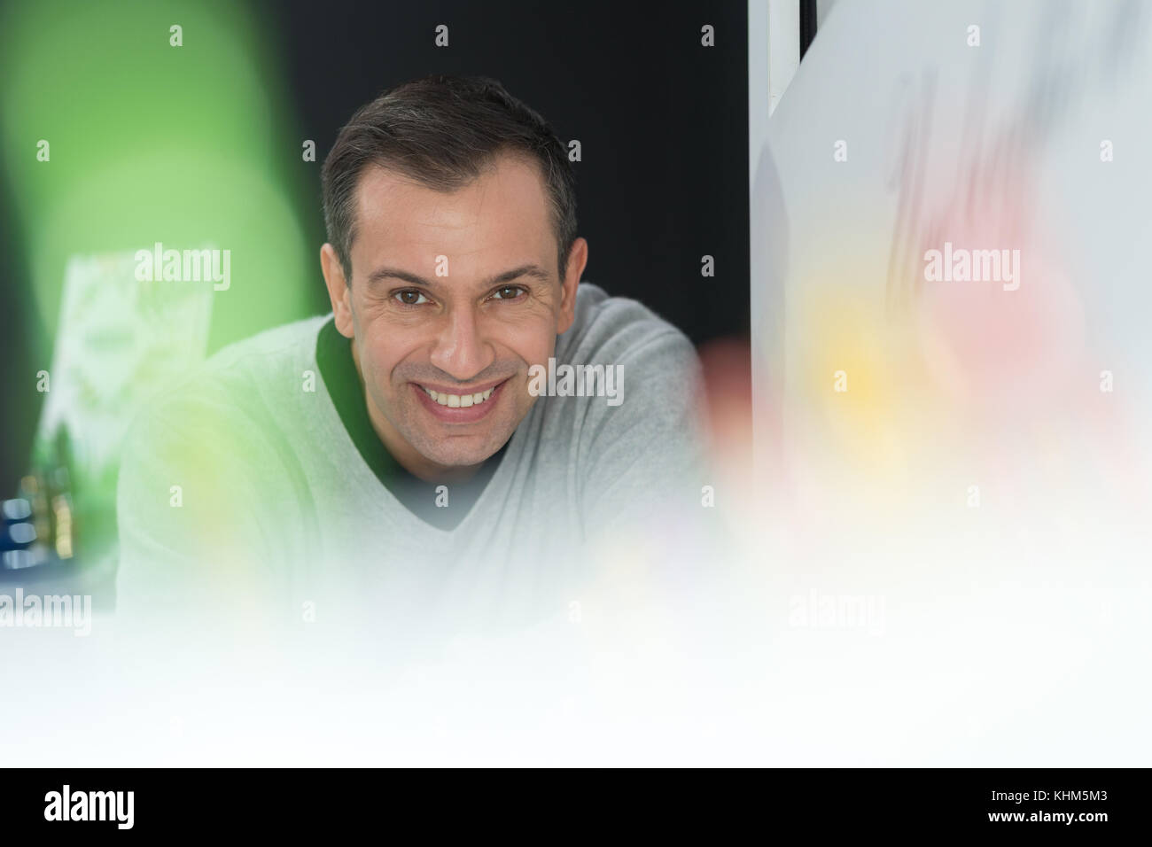 smiling customer in a store Stock Photo - Alamy