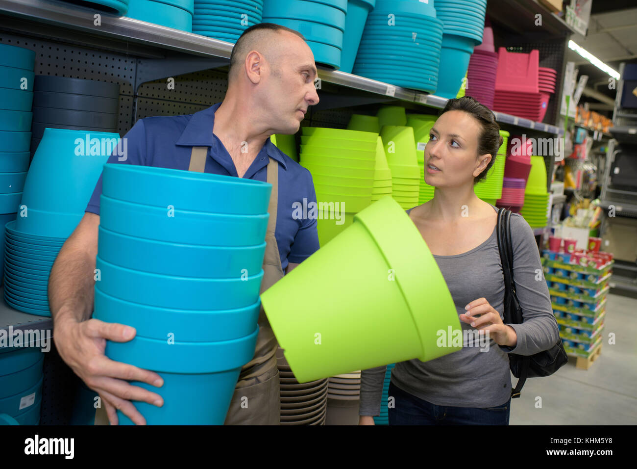 the colorful plant pots Stock Photo - Alamy