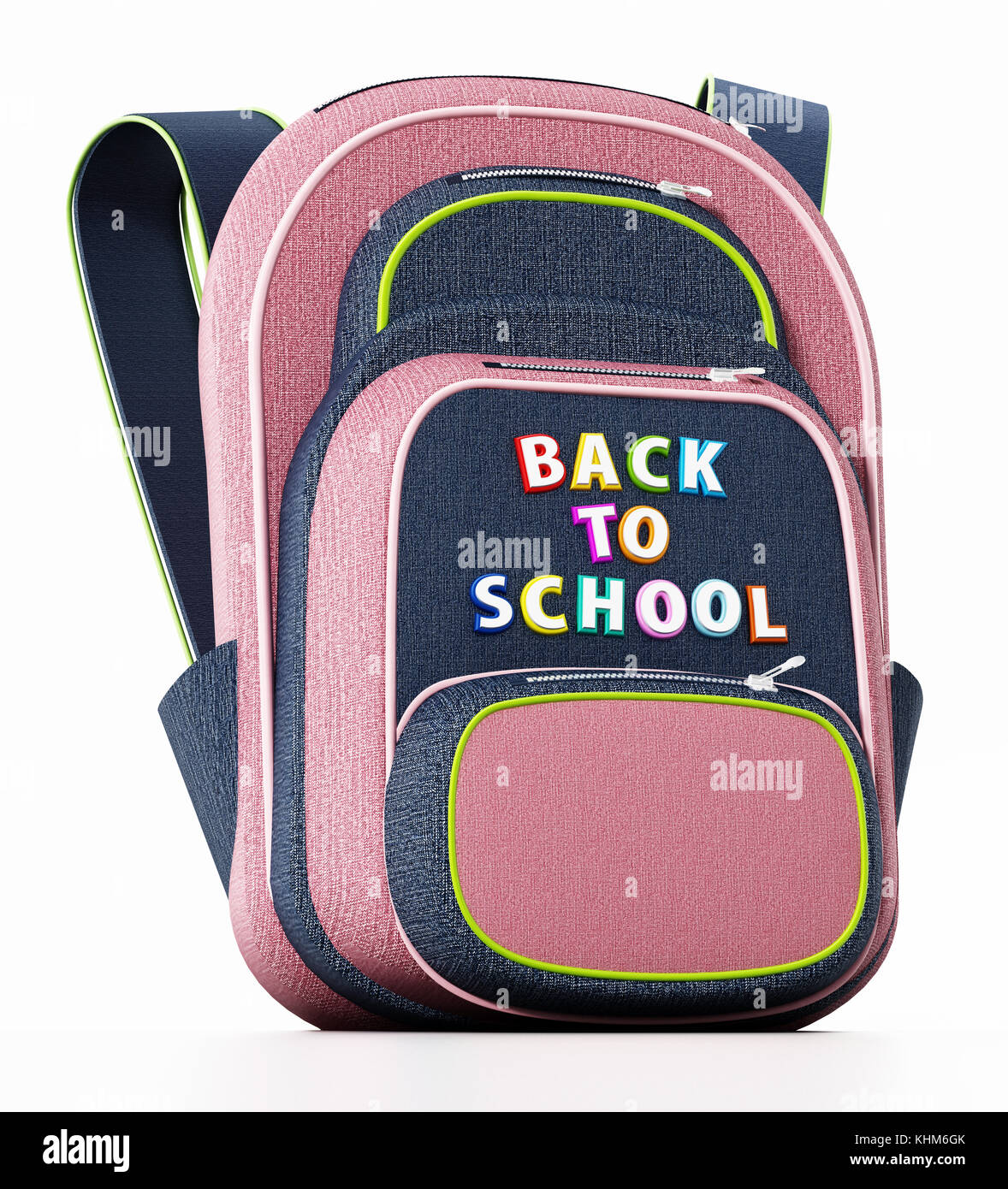 School bag isolated on white background. 3D illustration Stock Photo ...