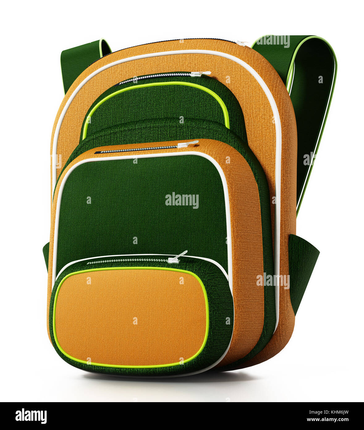 School bag isolated on white background. 3D illustration Stock Photo ...
