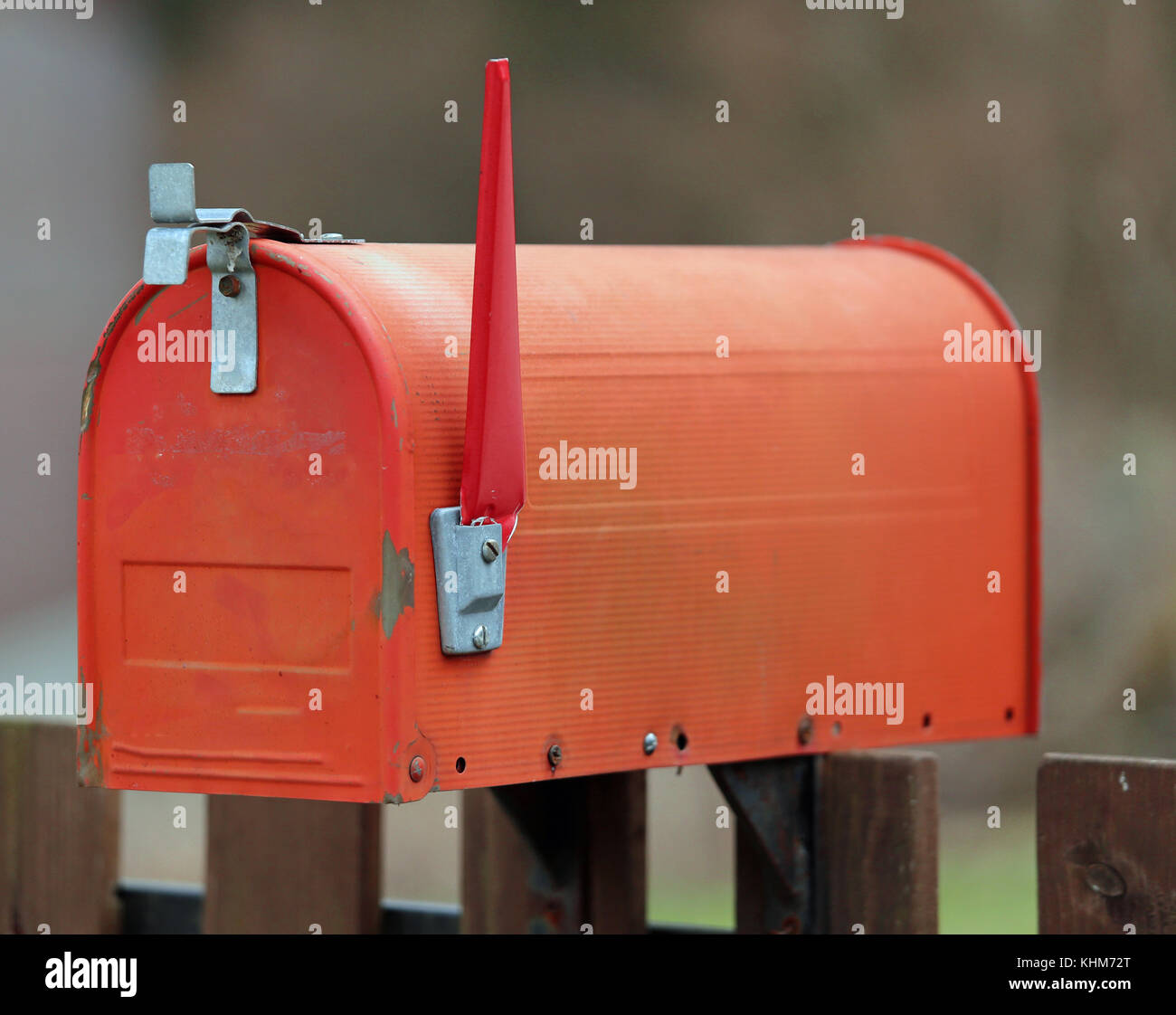 red American style letterbox with the raised rod to signal the presence ...