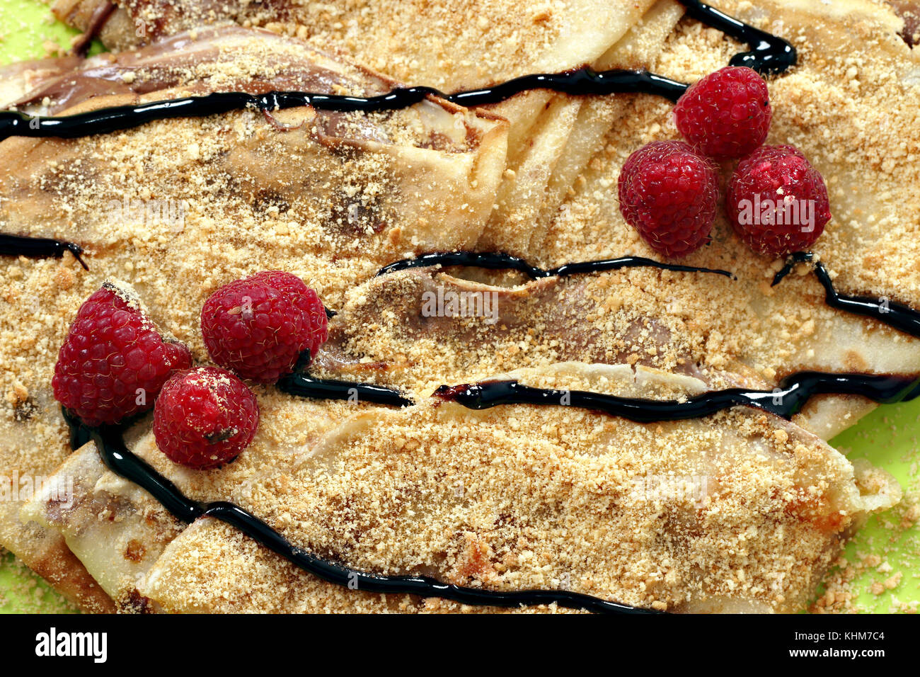crepes with raspberry and chocolate Stock Photo - Alamy