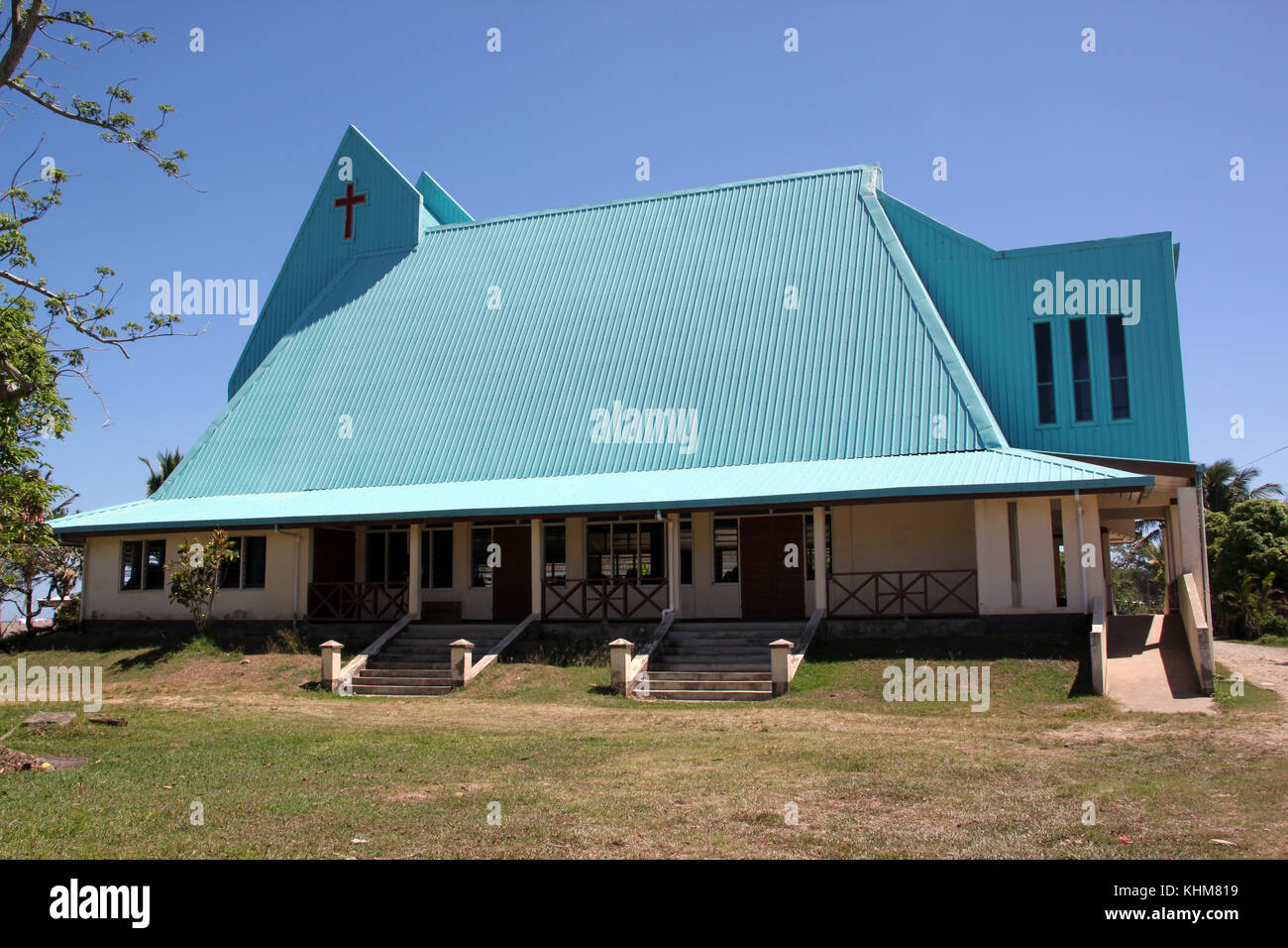 New big church in the village, Fiji Stock Photo - Alamy
