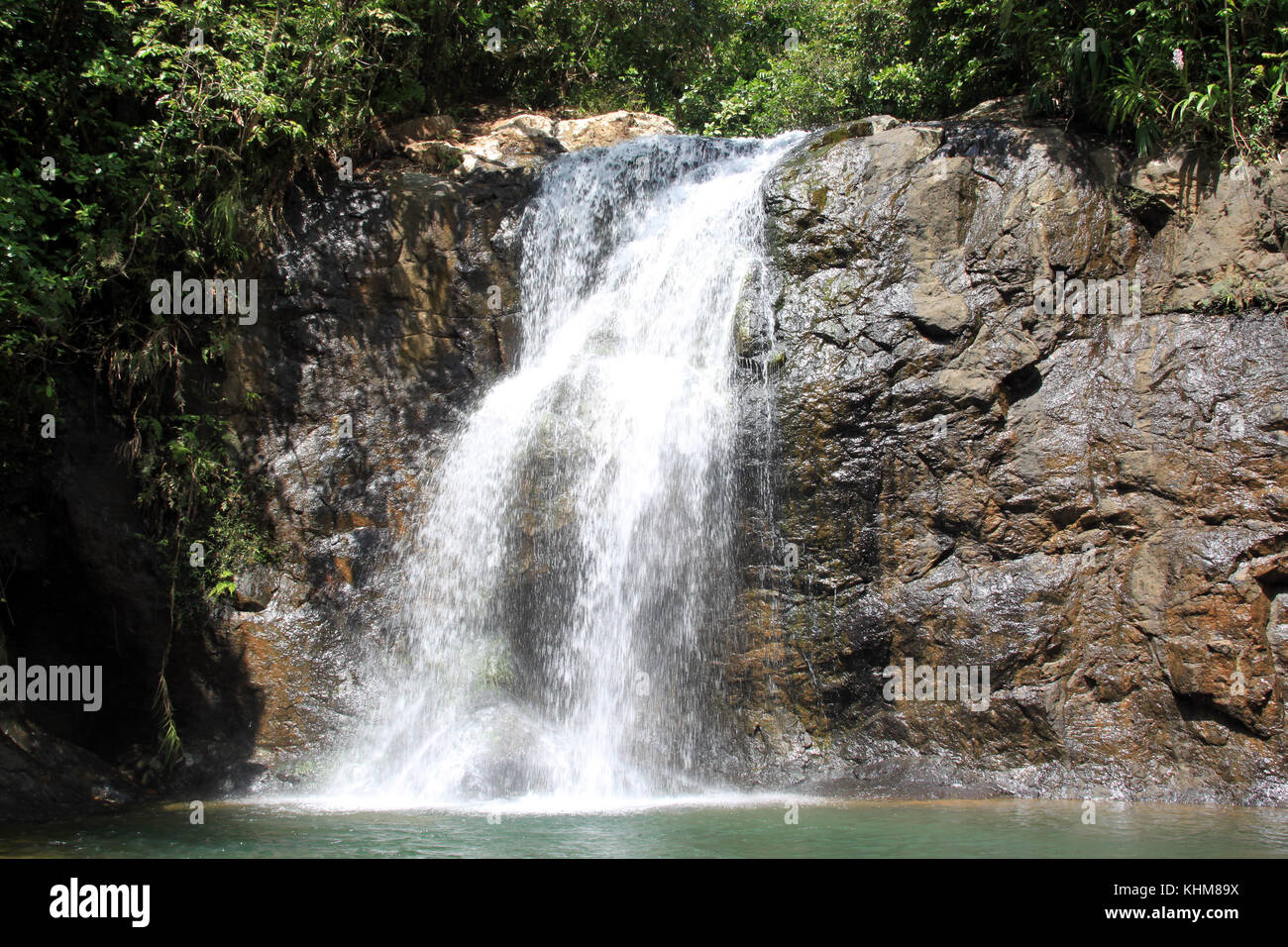 Cliff and small waterfall with clean water in Fiji Stock Photo - Alamy