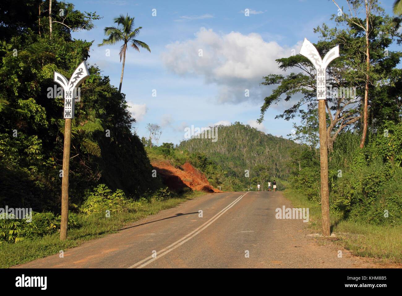 Road and signs of boundary of village in Fiji Stock Photo - Alamy