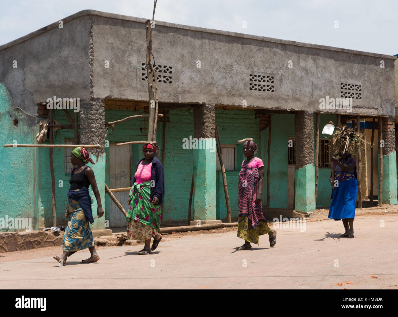 women walking down street in rural village rwanda Stock Photo - Alamy