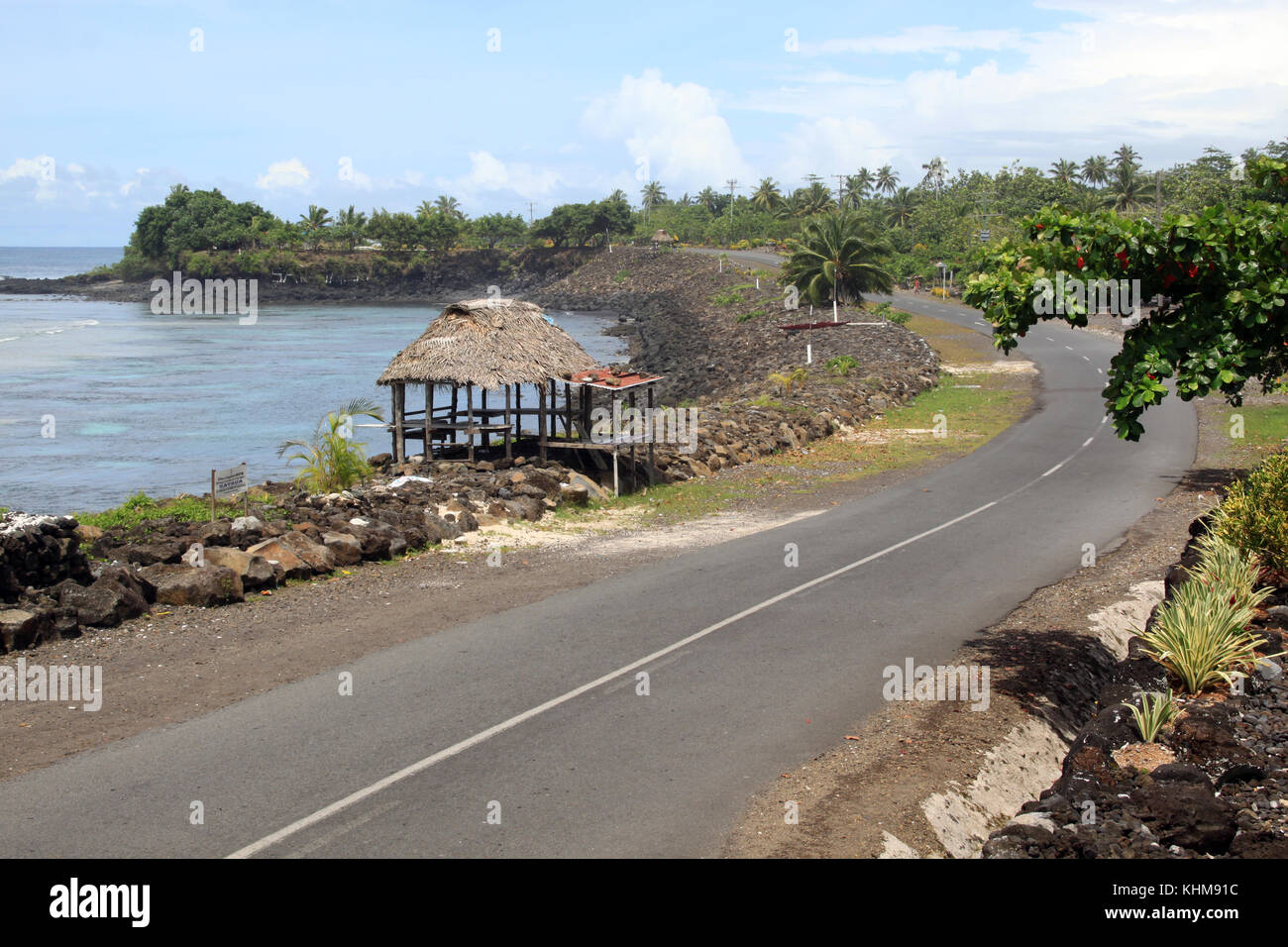 Road on the coast of island Savaii in Samoa Stock Photo - Alamy