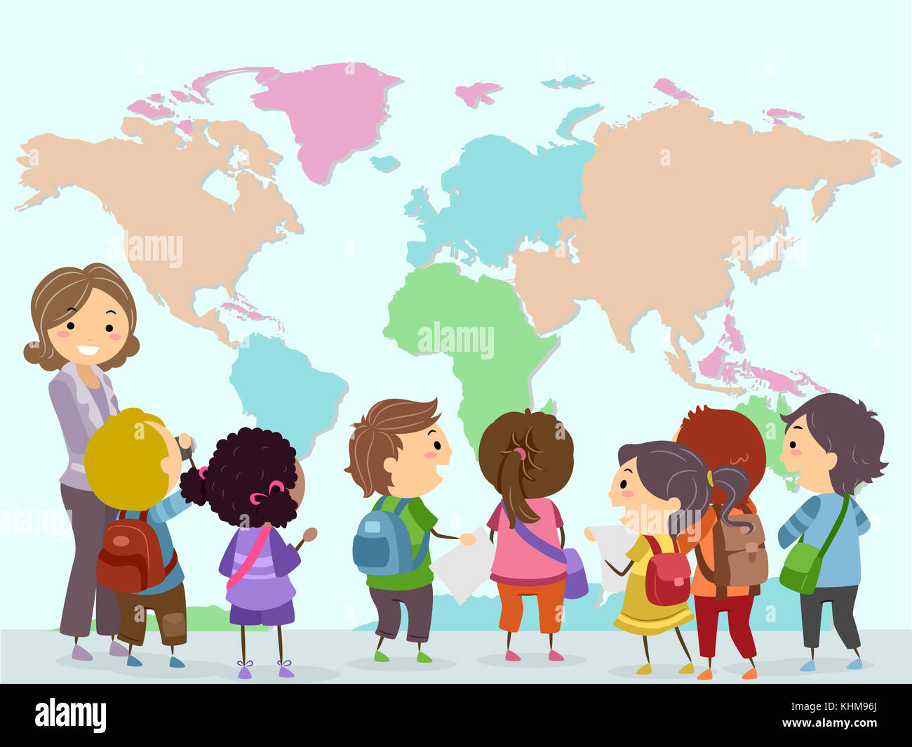 Stickman Illustration of a Group of Preschool Kids Observing a Giant ...