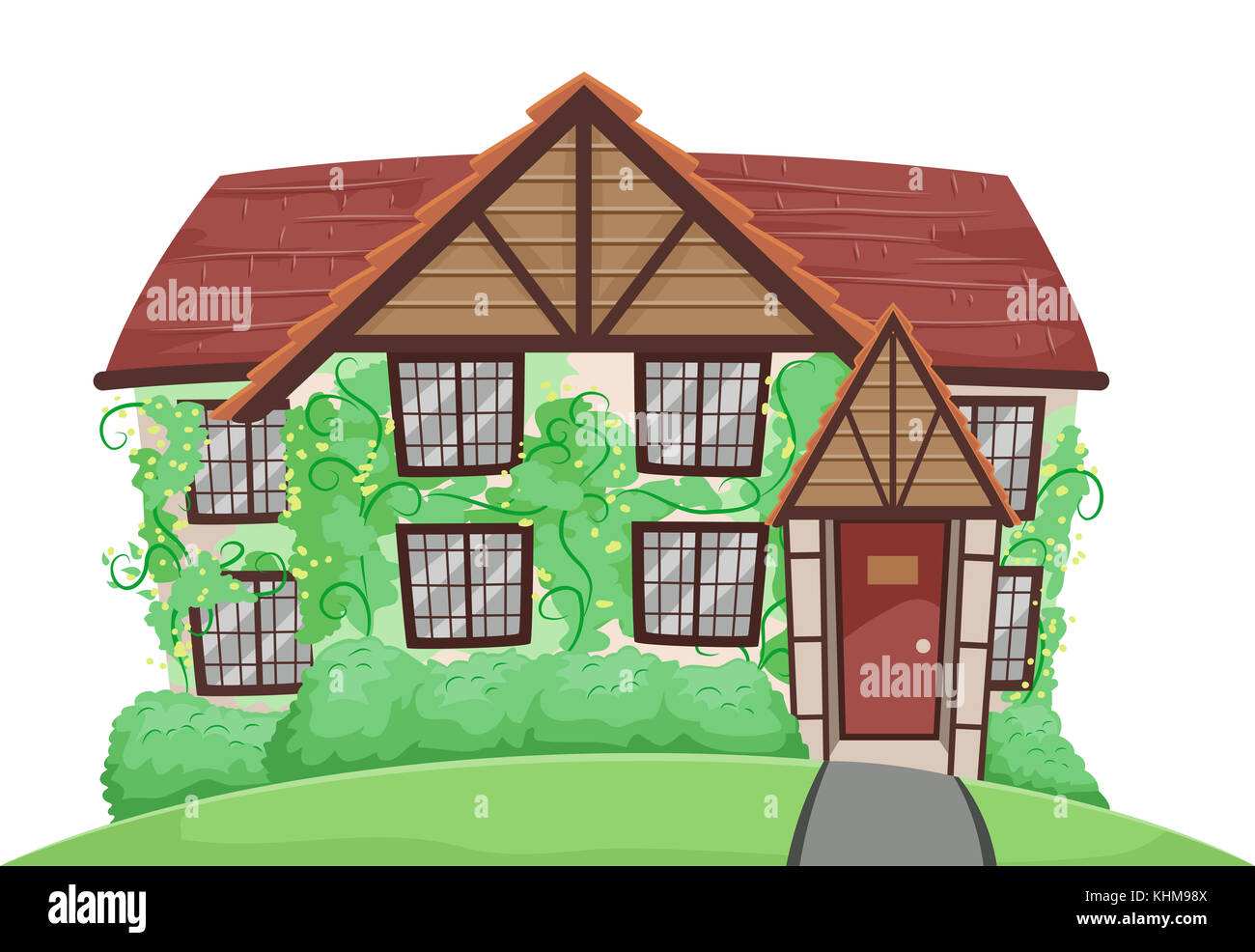Illustration of a Country House with Vines Crawling All Over the Walls ...