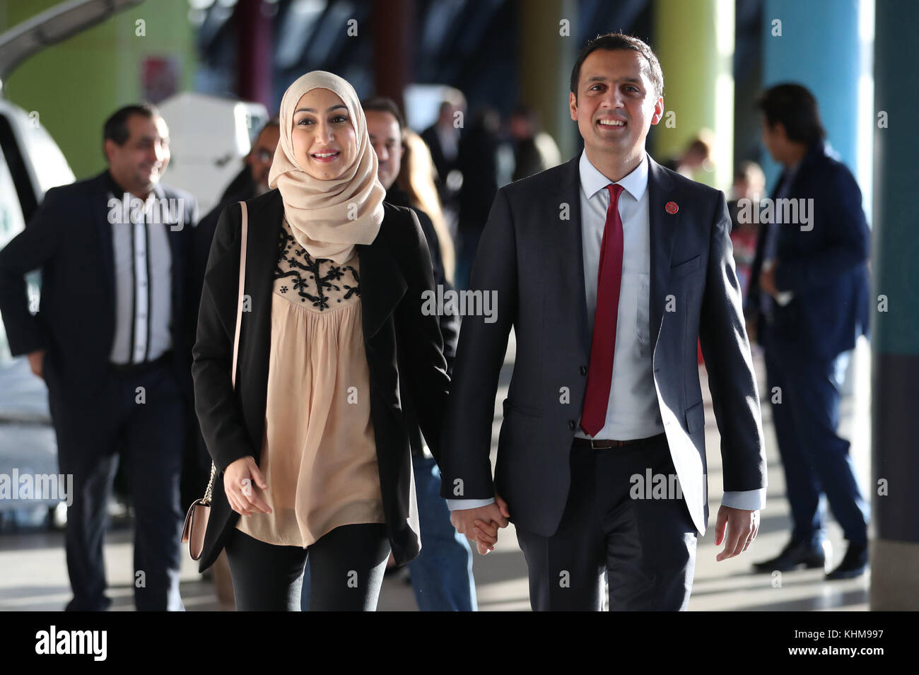 Candidate Glasgow MSP Anas Sarwar arrives with his wife Furheen at the ...