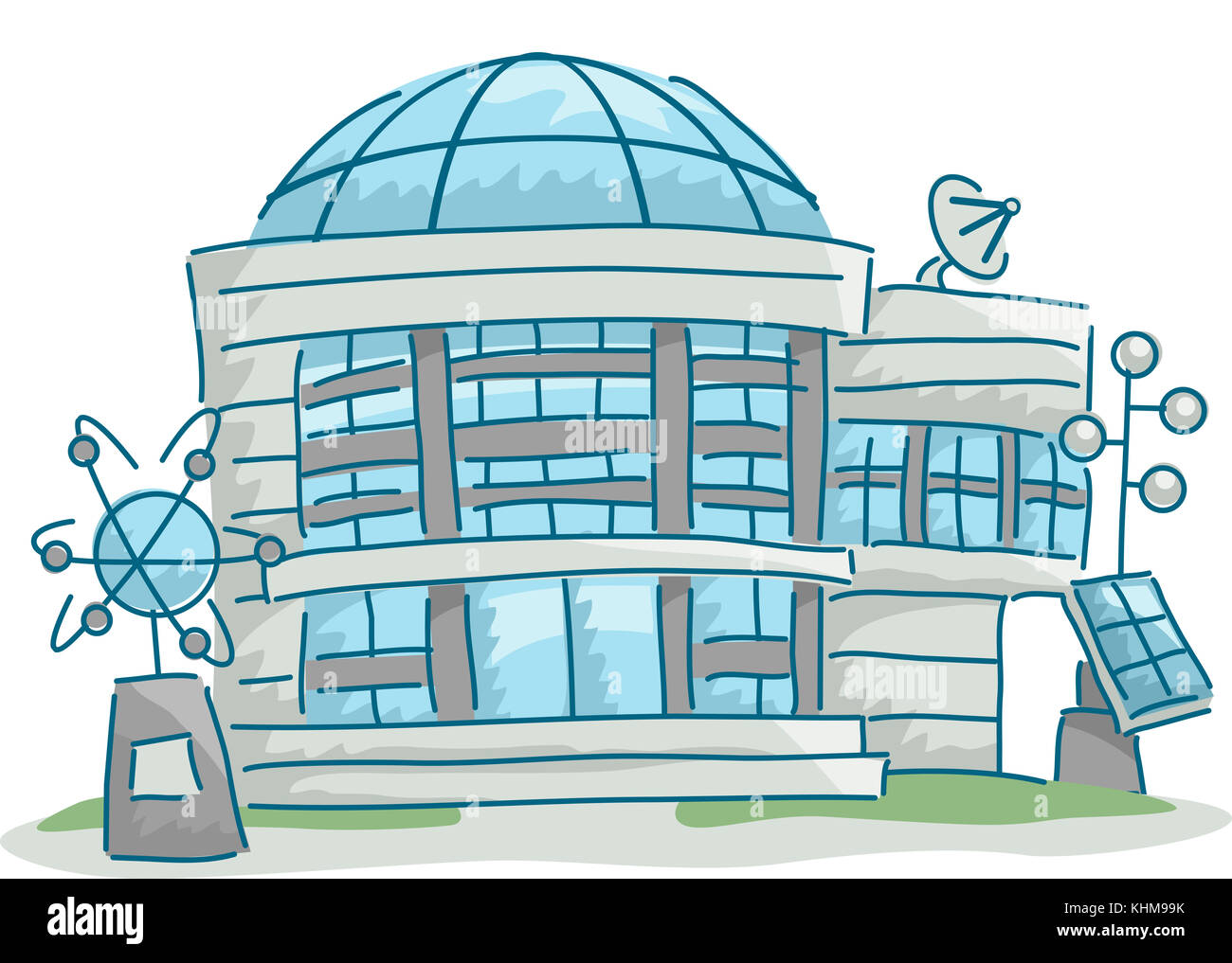 Illustration of a Science Research Center with Science Related Elements ...
