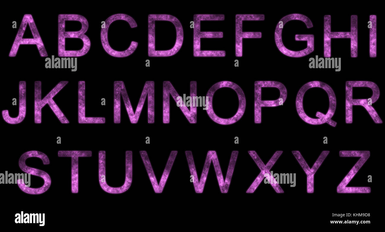 Stylized Starry Alphabet. Space Letters. Space Alphabet. Violet on ...