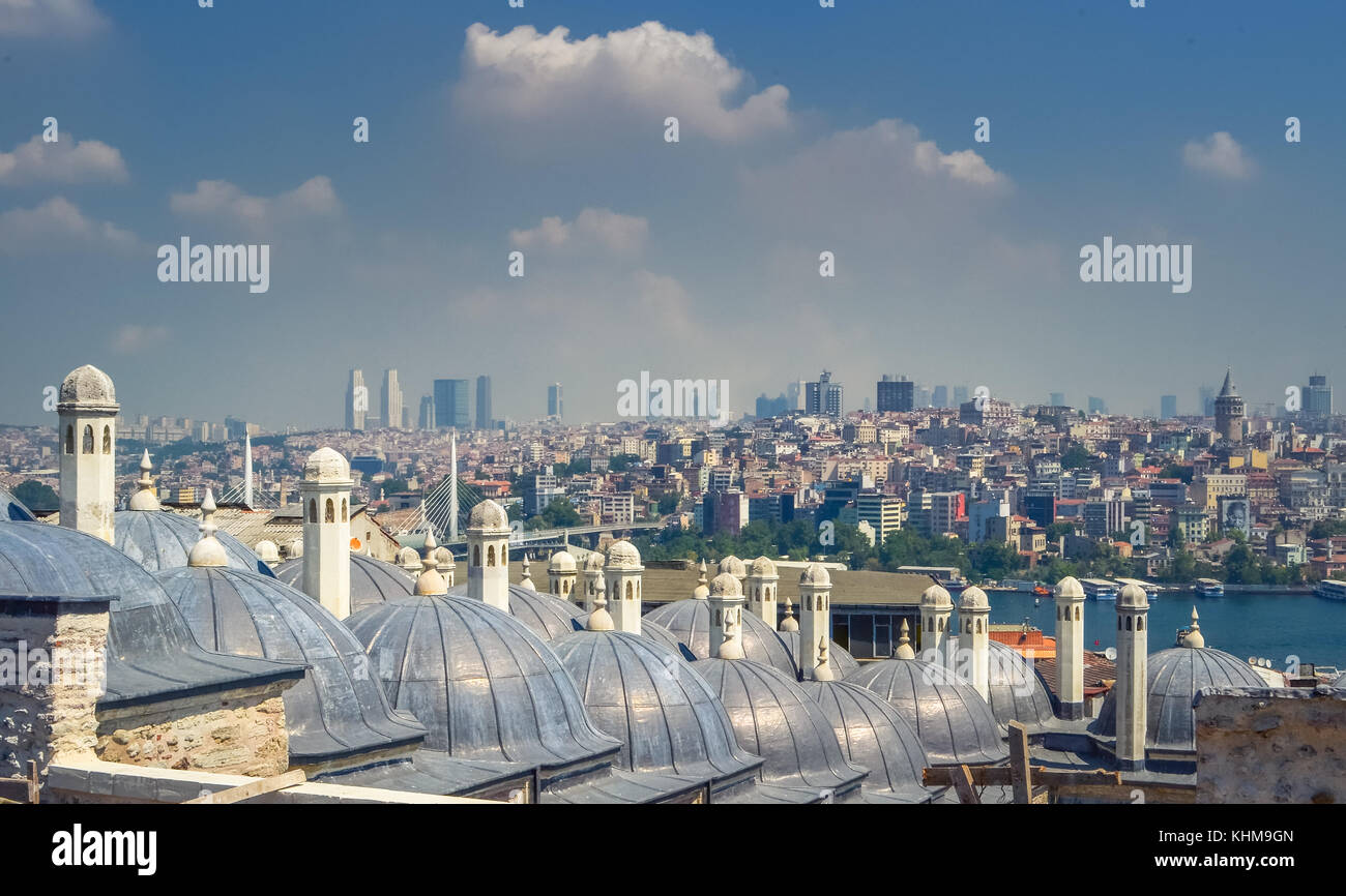 Panoramic view of Istanbul, Turkey. Istanbul through the domes and ...