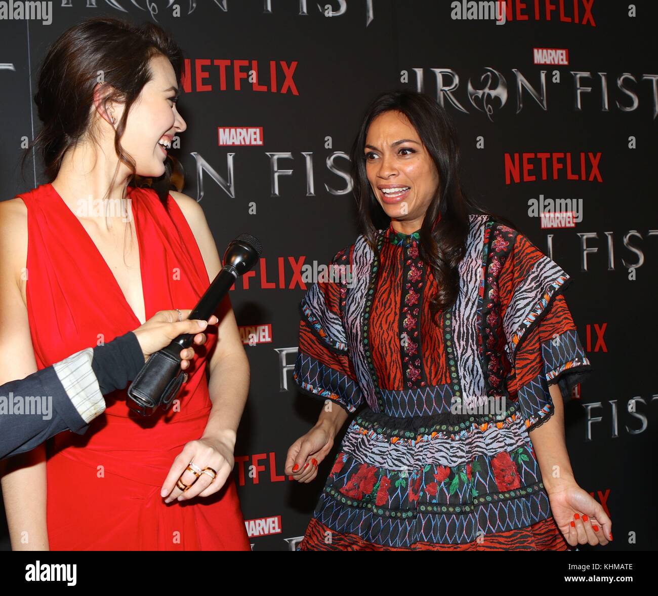 NEW YORK, NY - MARCH 15: Jessica Henwick, Rosario Dawson attends Marvel ...