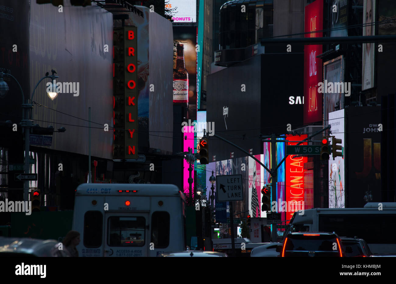 Lights on Broadway view from 50th street Stock Photo - Alamy