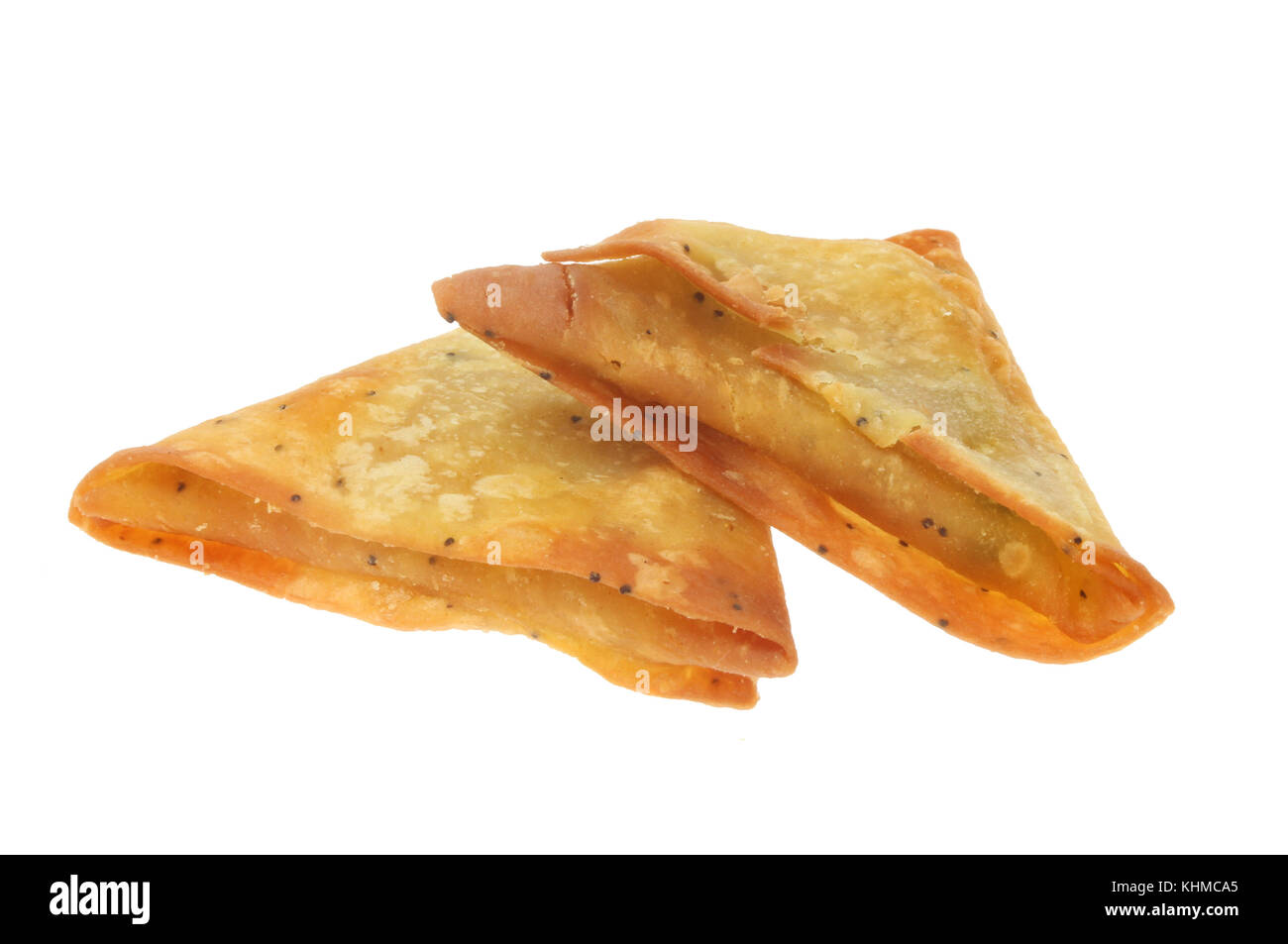Two samosas isolated against white Stock Photo - Alamy