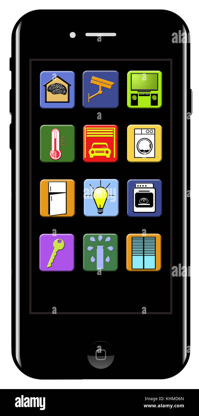 Smart home apps for your phone is illustrated here. App include ...
