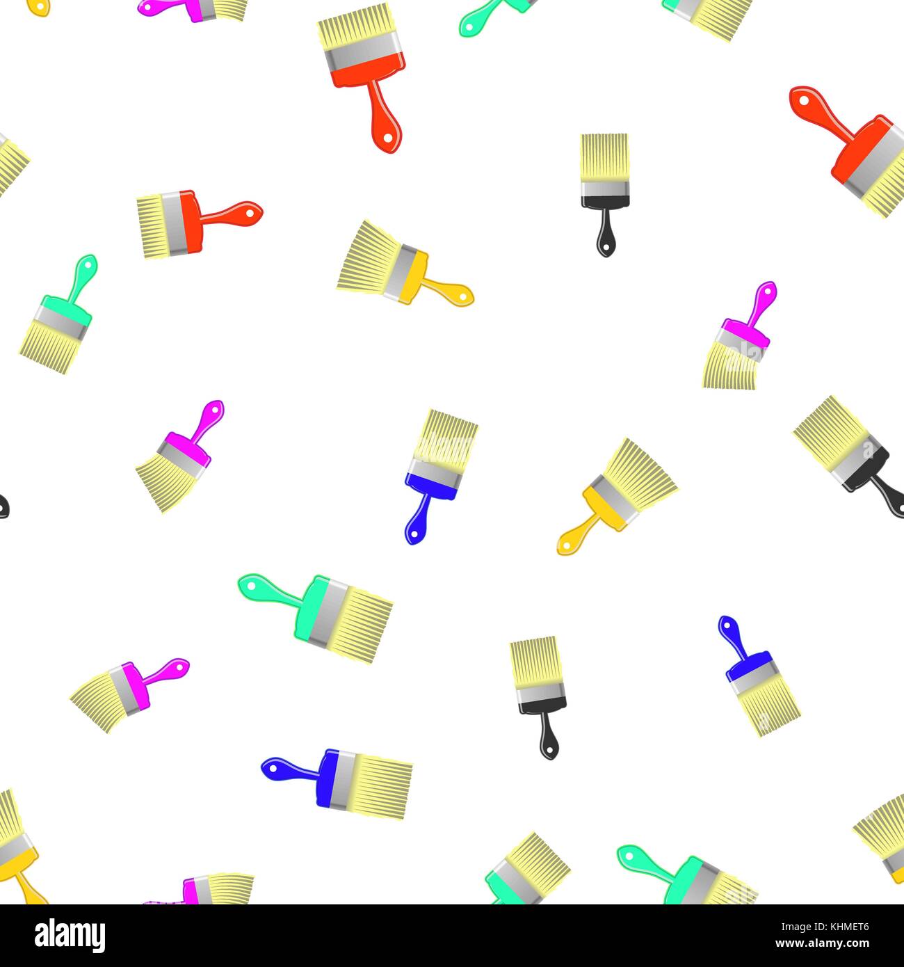 Colored Brushes Seamless Pattern on White. Paintbrush Background Stock ...