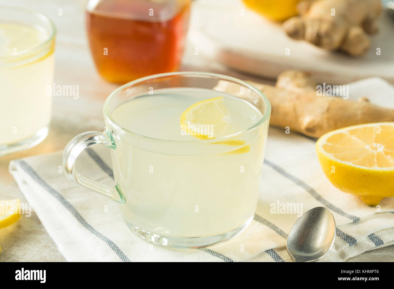 Healthy Homemade Lemon Ginger Tea with Organic Honey Stock Photo - Alamy